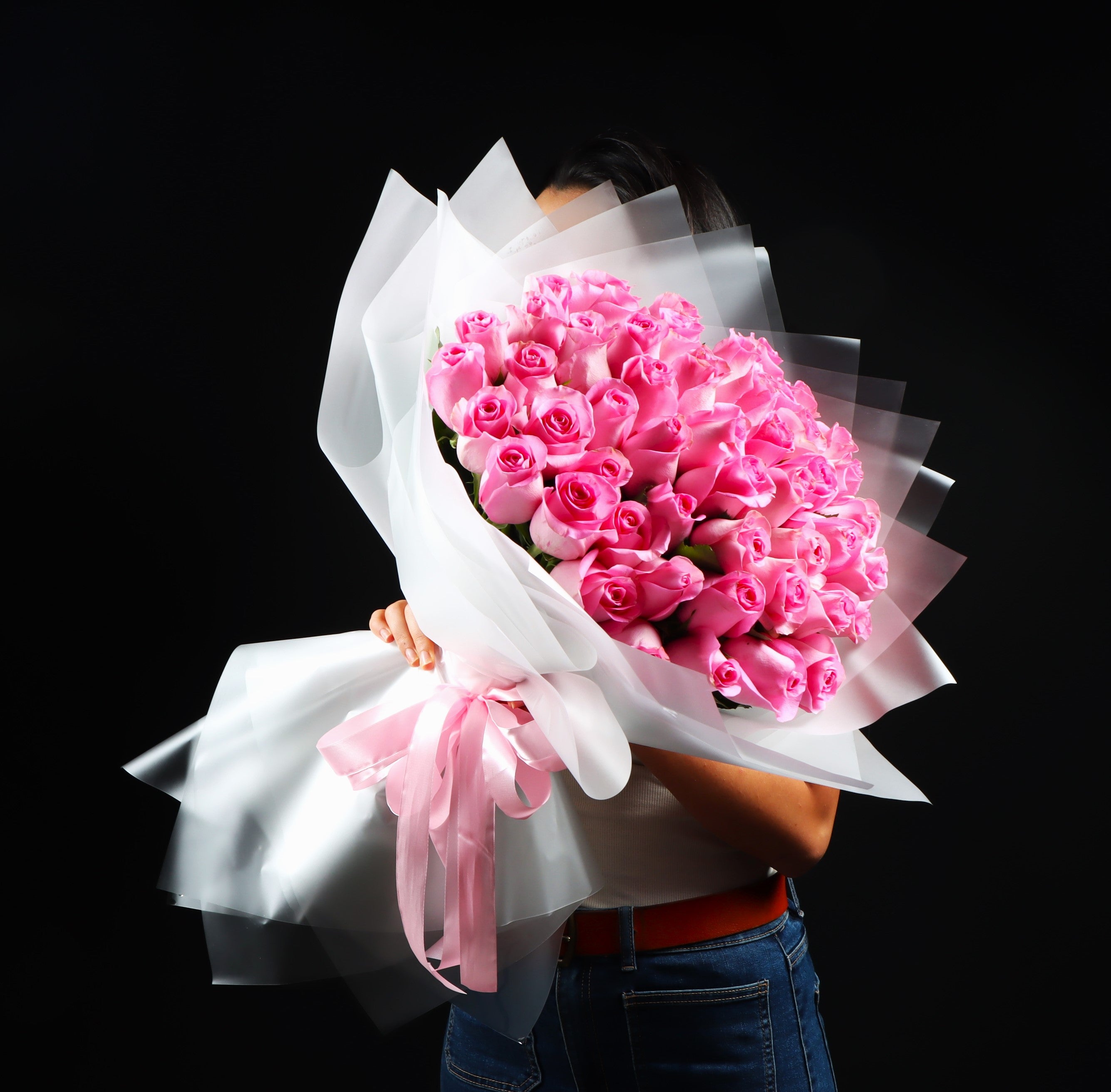 50 Pink Roses Bouquet – Dubaiflowershop.ae